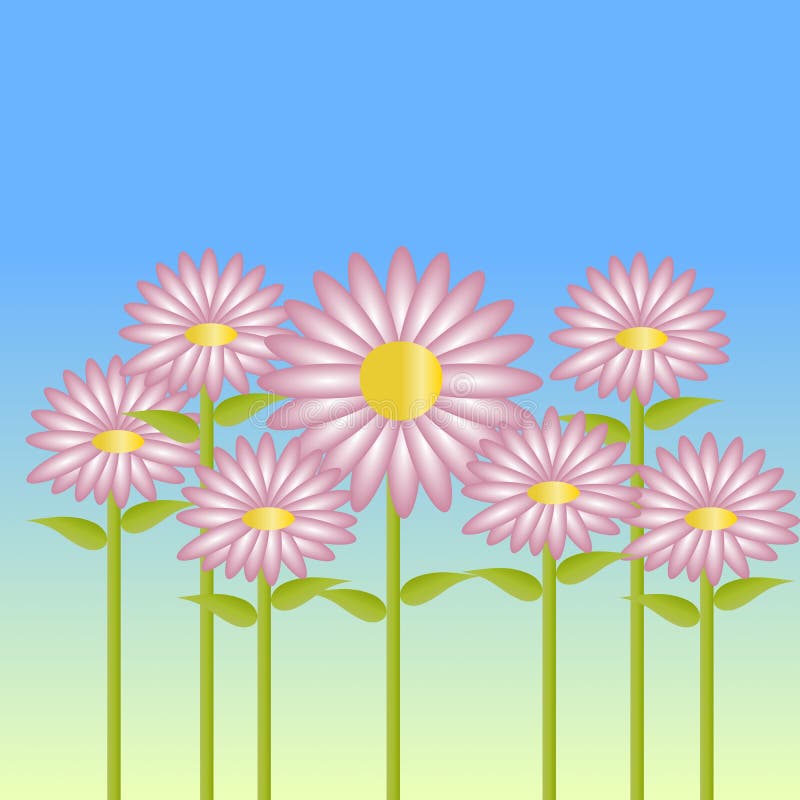 Pink flowers in a row stock vector. Illustration of pattern - 220440801