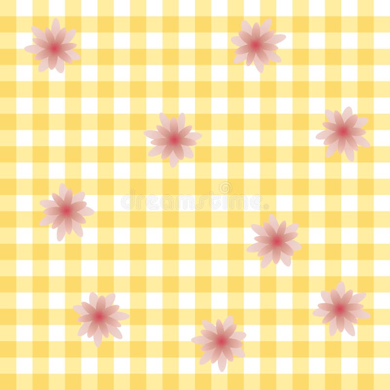 Pink Flowers on Checkered Background - Vector Endlessly Stock Vector ...