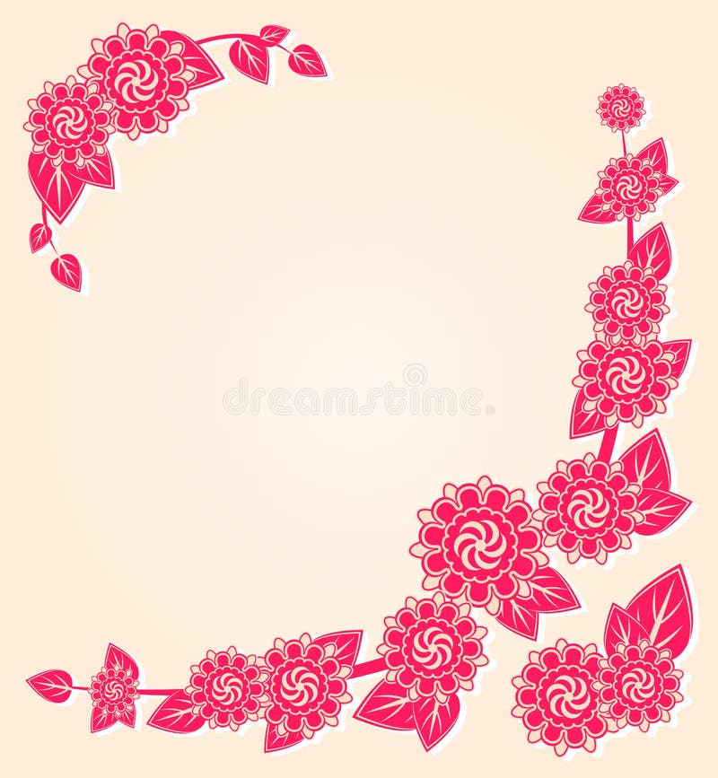 Pink Flowers at the Floral Card Corner Stock Vector - Illustration of ...