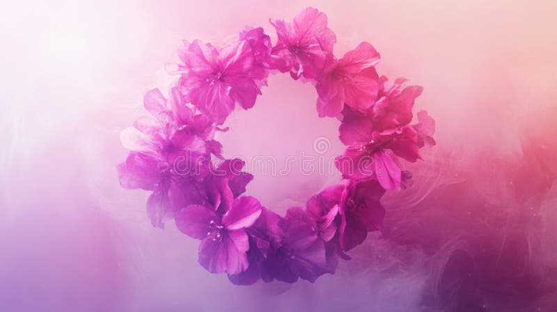 Pink Flowers Form a Circular Floral Wreath Design Stock Illustration ...
