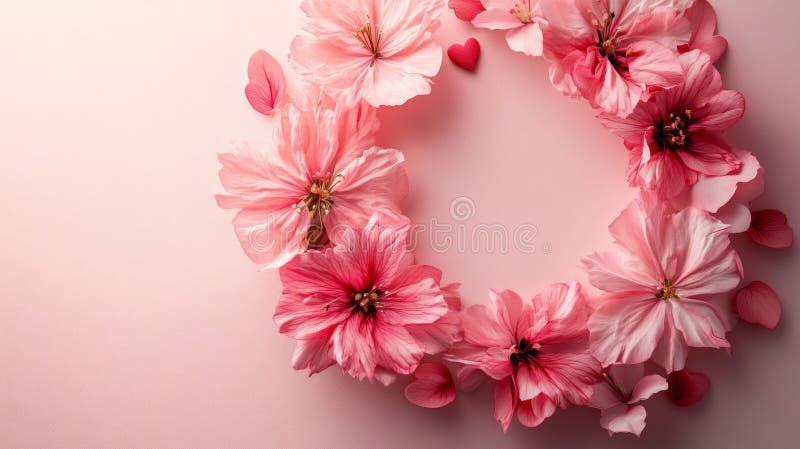 Pink Flowers Form a Lovely Circular Design Stock Illustration ...