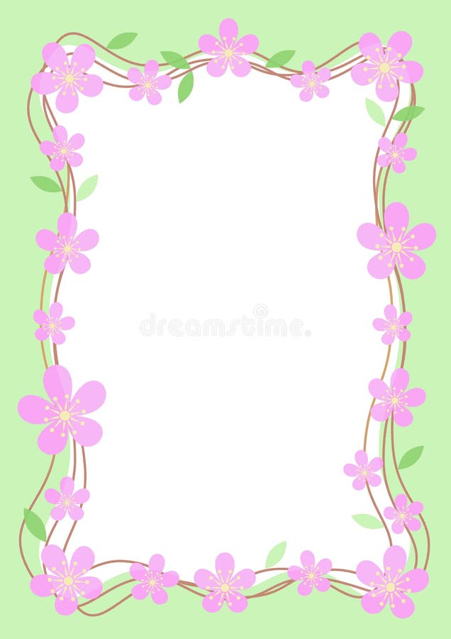 Pink flowers frame stock vector. Illustration of garden - 23465245