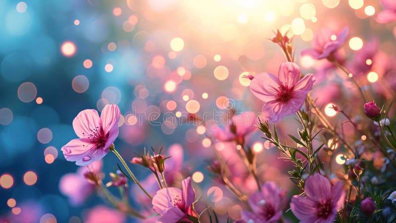 Pink Flowers in the Morning Pink Flowers in the Garden Pink Flowers ...