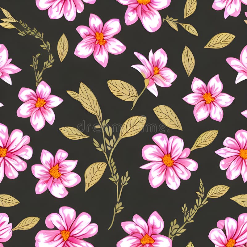 Pink flowers pattern stock illustration. Illustration of plant - 259837793