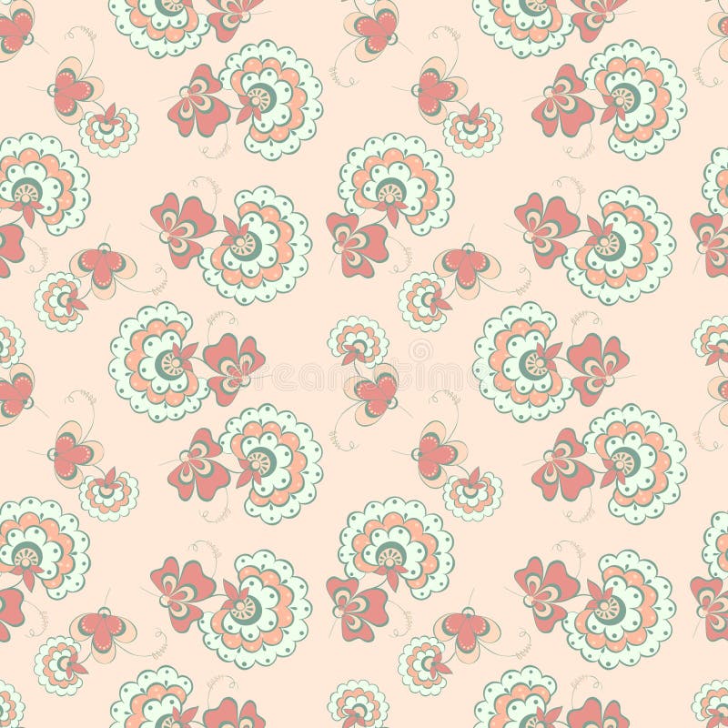 Pink flowers pattern stock vector. Illustration of branch - 44144155