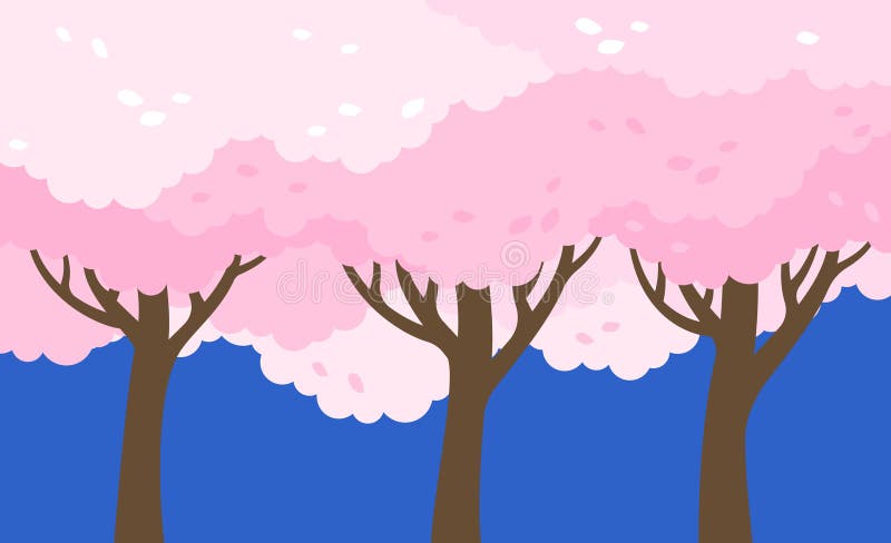 Pink Flowers. Sakura Flowers Landscape Stock Vector - Illustration of ...