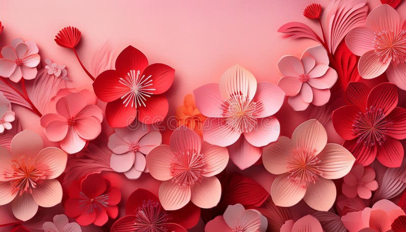 Pink Flowers Sakura Paper Layer Texture, Generative Ai Stock ...