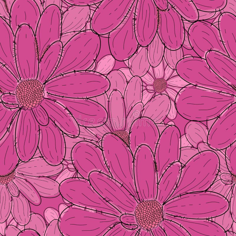 Pink Flowers Texture Vector Seamless Pattern Stock Vector ...