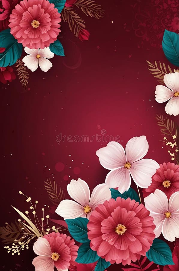 Pink Flowers Theme Border and Red Ai Generated Stock Illustration ...