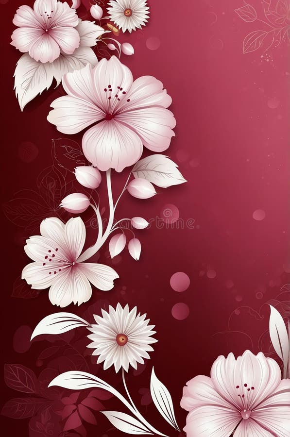 Pink Flowers Theme Border and Red Ai Generated Stock Illustration ...