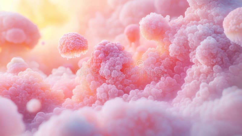 Pink Fluffy Cloudscape Abstract Dreamy Background Stock Illustration ...