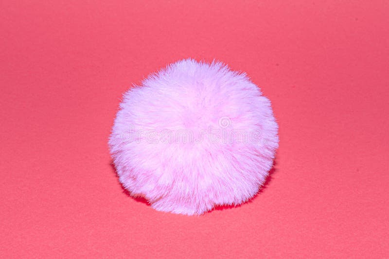 Pink Fluffy Fur Pom-pom on a Pink Surface Stock Photo - Image of decor ...