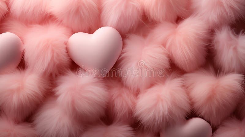 Pink Fluffy Heart on Pink Background. Cute Moder Design Surface, Stock ...