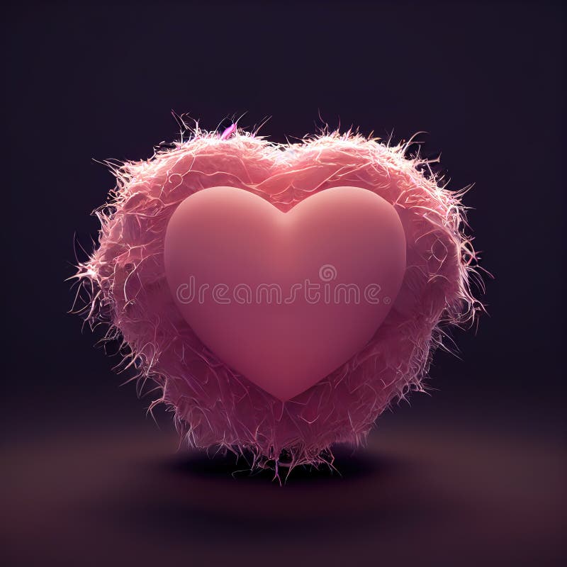 Pink Fluffy Hearts. AI Render Stock Illustration - Illustration of ...