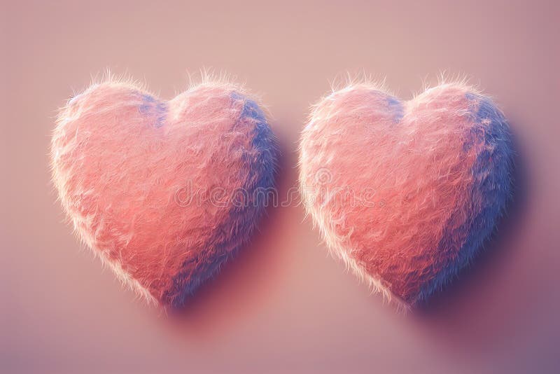 Pink Fluffy Hearts. AI Render Stock Illustration - Illustration of ...