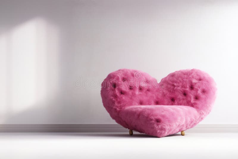 Pink Fluffy Huge Sofa in the Shape of a Chubby Heart. Stock ...