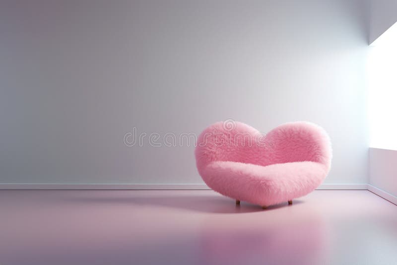 Pink Fluffy Huge Sofa in the Shape of a Chubby Heart. Stock ...