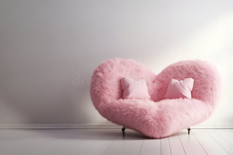 Pink Fluffy Huge Sofa in the Shape of a Chubby Heart. Stock ...