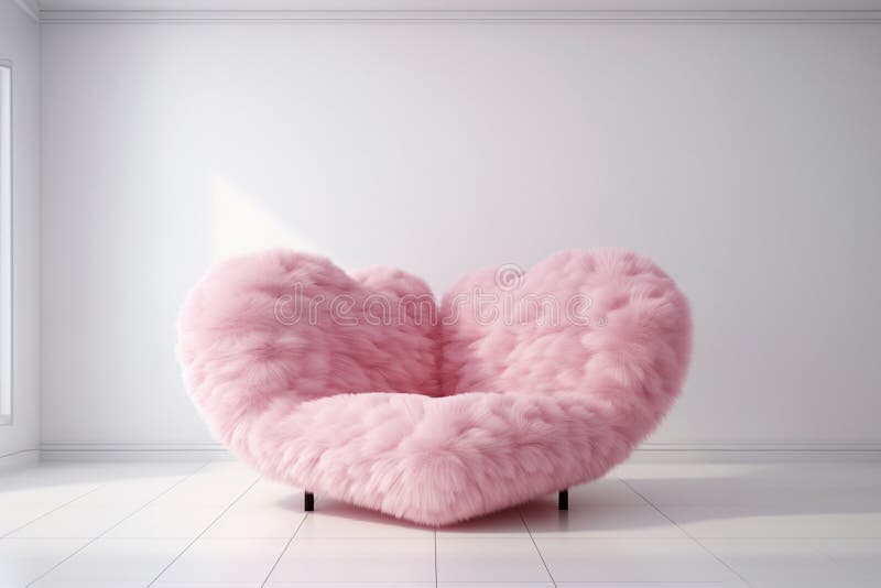 Pink Fluffy Huge Sofa in the Shape of a Chubby Heart. Stock ...