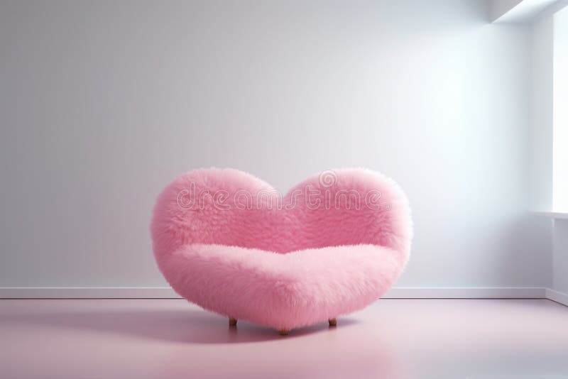 Pink Fluffy Huge Sofa in the Shape of a Chubby Heart. Stock ...