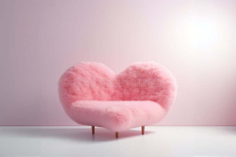Pink Fluffy Huge Sofa in the Shape of a Chubby Heart. Stock ...