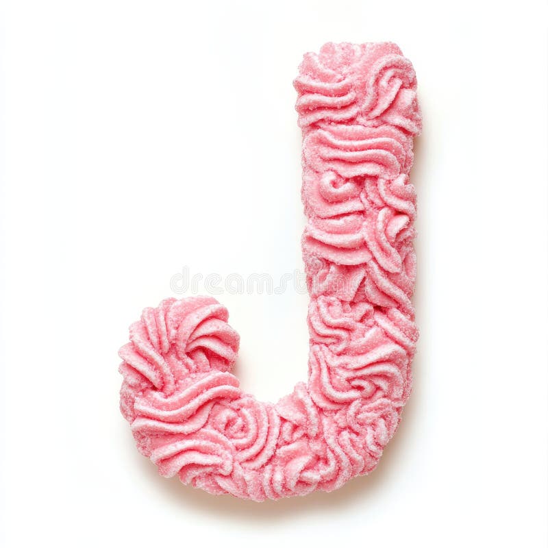 A Pink, Fluffy Letter J Resembling Frosting or Decorative Icing Stock ...