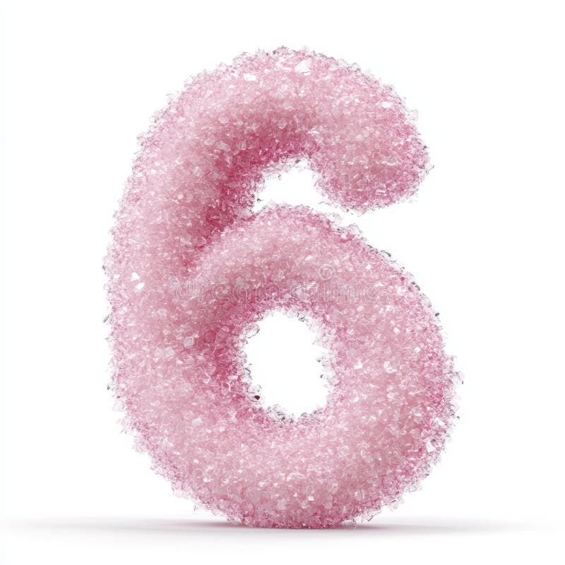 A Pink, Fluffy Number Six Made of Textured Particles, Likely for ...