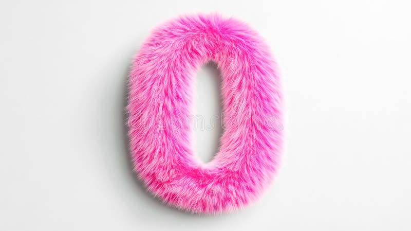 Pink Fluffy Number Zero on White Background Stock Illustration ...