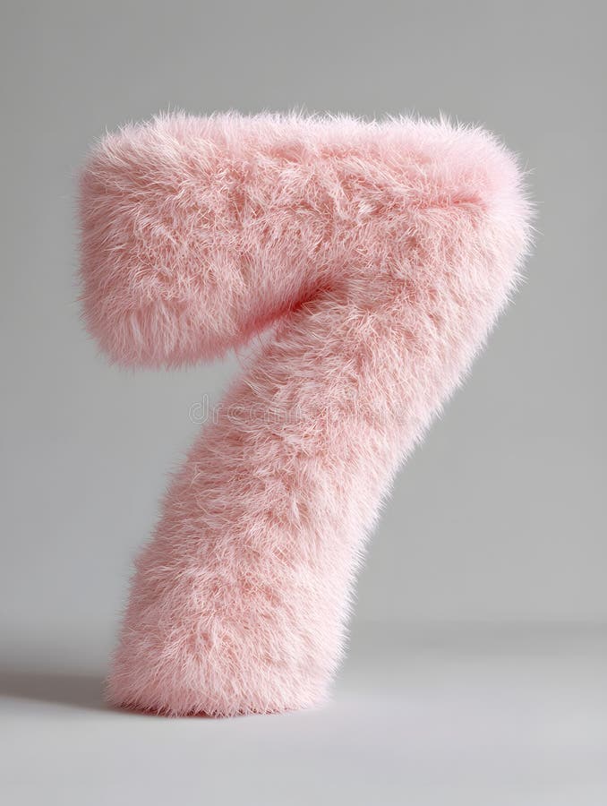 Generated Image. Pink Furry Number Seven in a Minimalist 3D Graphic ...