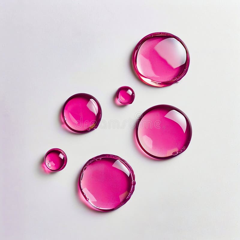 Pink Fluid Drops Floating on a White Background. Generative Ai Stock ...