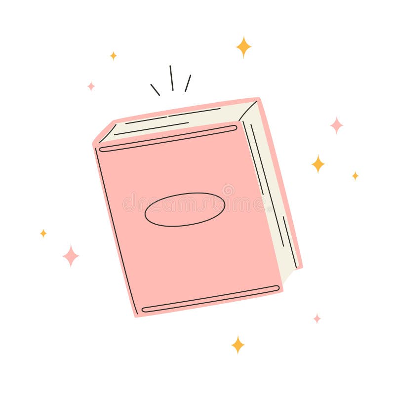 Pink Flying Book with Stars Around Stock Vector - Illustration of logo ...