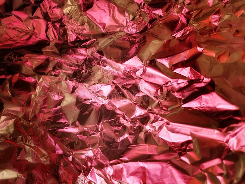 Two-color Crumpled Foil Close-up. Pink Foil Background. Stock Image ...