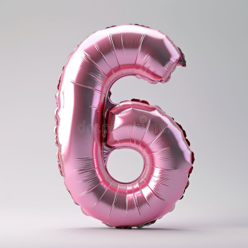 A Pink Foil Balloon Shaped Like the Number Six Stock Image - Image of ...