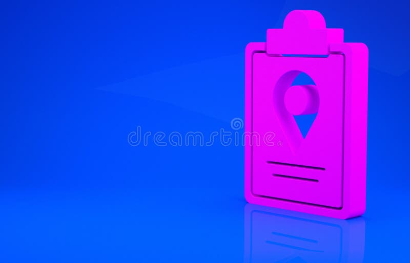 Pink Map Marker with a Silhouette of a Person Icon Isolated on Blue ...