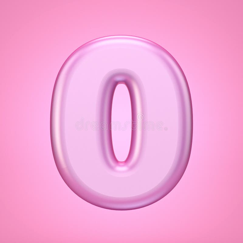 Pink font Number 0 ZERO 3D stock illustration. Illustration of bubbly ...
