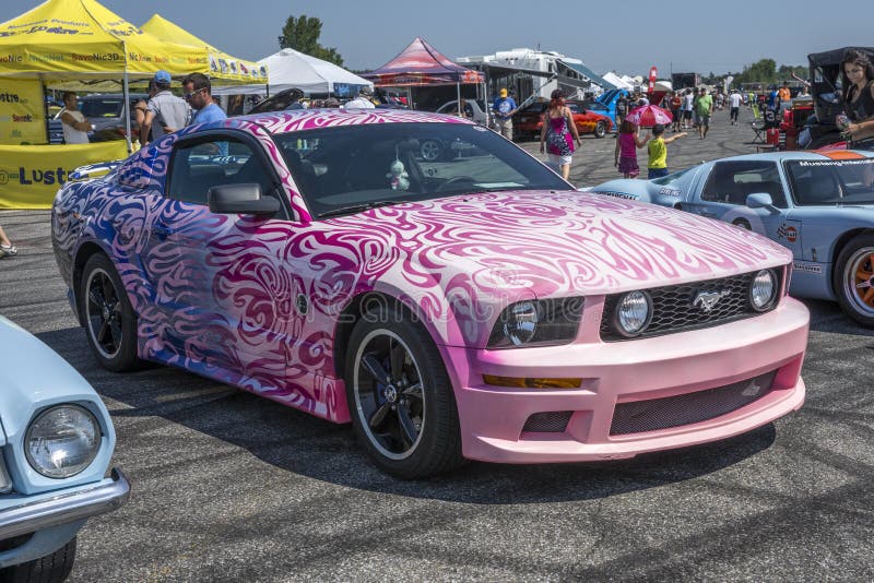 Pink Mustang With Flames