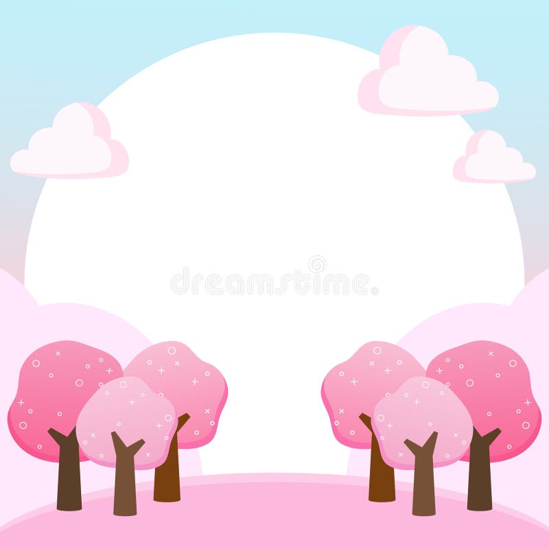 Spring pink forest frame 1 stock vector. Illustration of cherry - 320151522