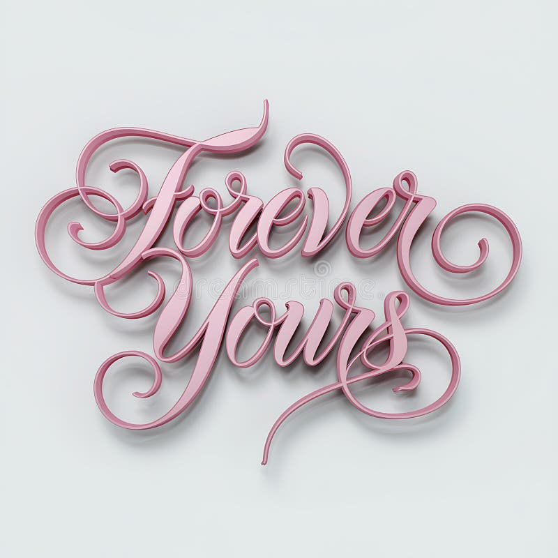 Pink Forever Yours Calligraphy Design Stock Image - Image of couple ...