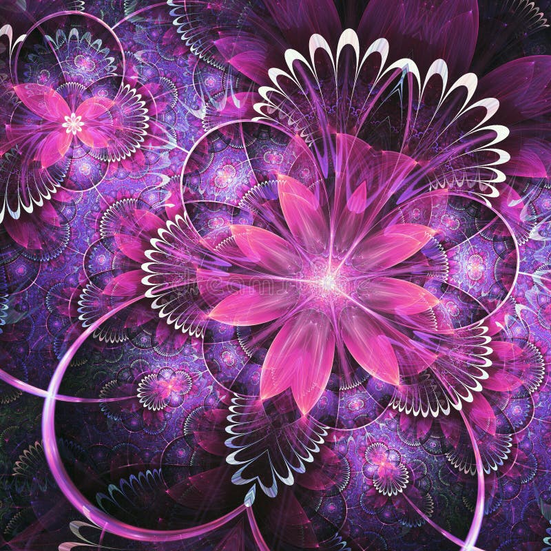 Pink fractal flower stock illustration. Illustration of imagination ...