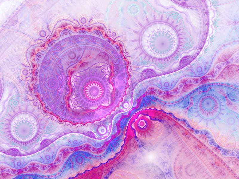 Pink Fractal Lacy Clockwork, Digital Artwork Stock Illustration ...