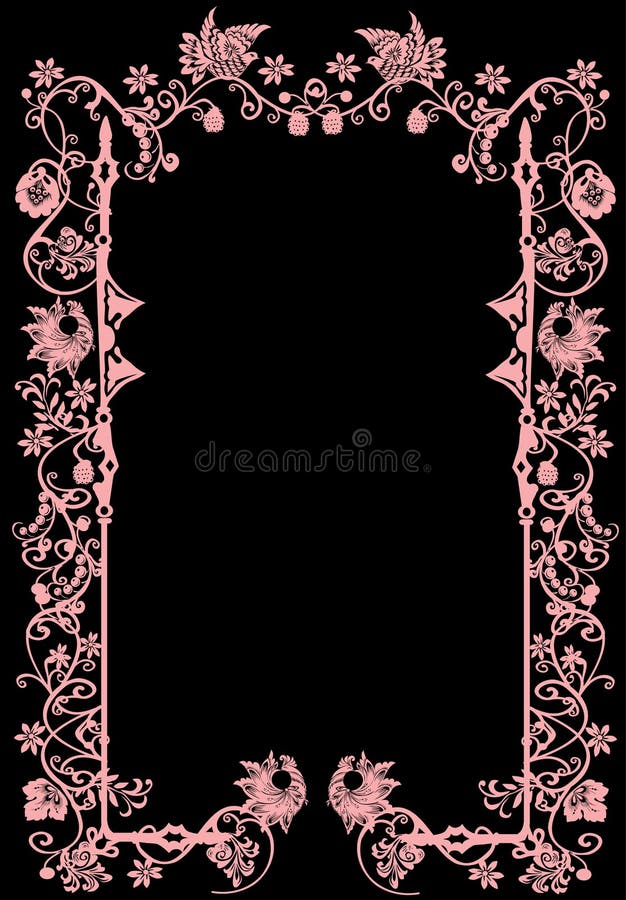 Pink frame with birds stock illustration. Illustration of nature - 9258138