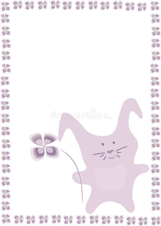 Pink Frame with Bunny and Flower Stock Vector - Illustration of graphic ...