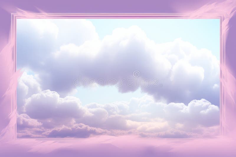 A Pink Frame with Clouds in the Sky Stock Illustration - Illustration ...
