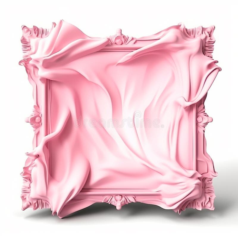 Pink Frame of a Curved, Fancy Shape on a White Background, Color Tints ...
