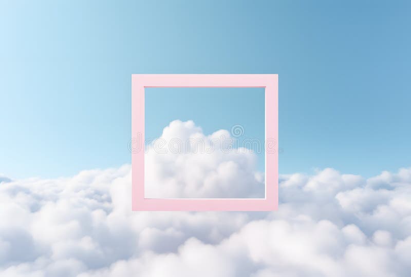 Pink Frame Floating Above Clouds Stock Illustration - Illustration of ...