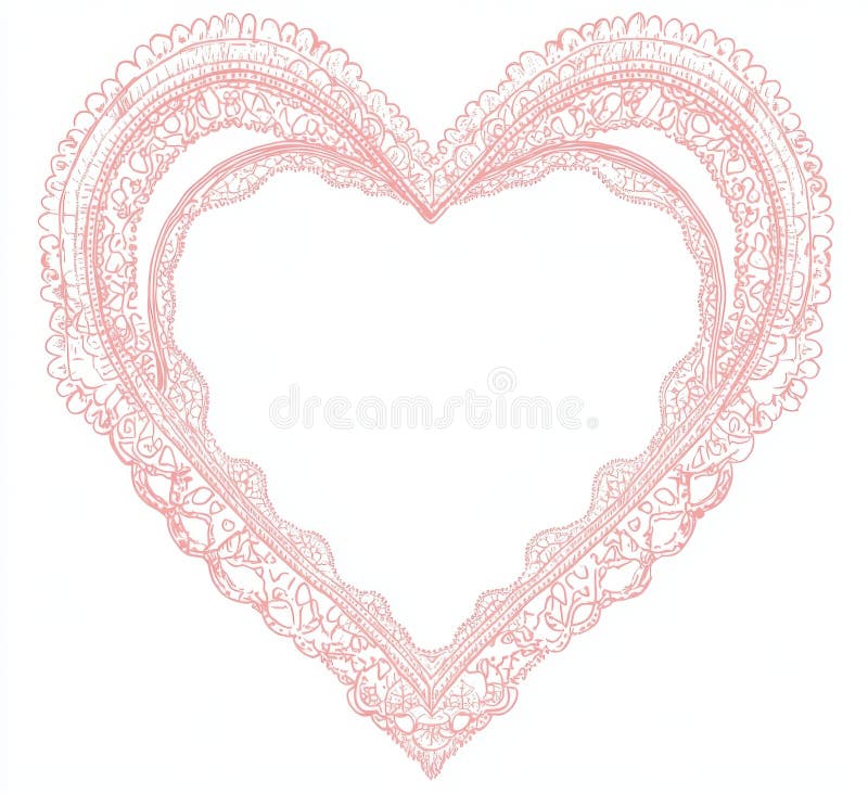 A Pink Frame with an Intricate Lace Heart Design. Design Element Stock ...