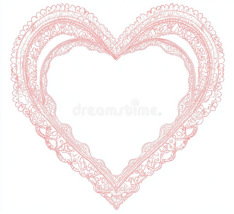 A Pink Frame with an Intricate Lace Heart Design. Design Element Stock ...