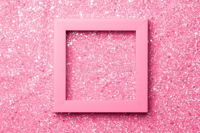Pink Frame on a Shiny Glitter Background. Stock Image - Image of ...