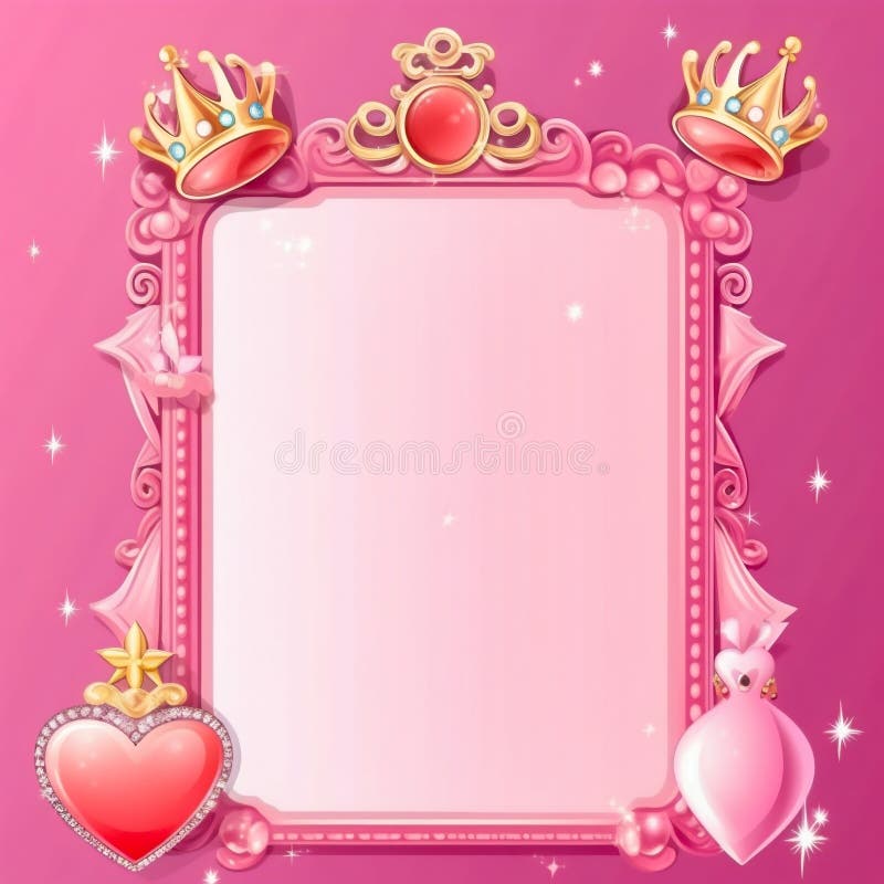 Pink Frame Template in Princess Style. Generative AI Stock Illustration ...