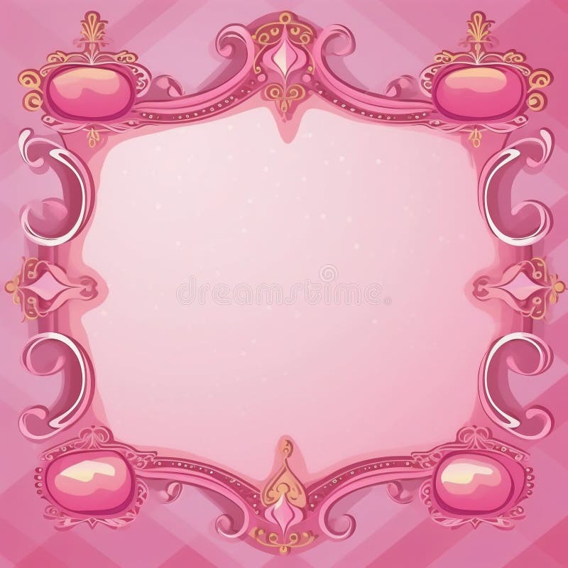 Pink Frame Template in Princess Style. Generative AI Stock Illustration ...